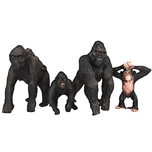 Gemini&Genius King Kong Toys, Safari Animal Toys Gorilla Family Figurines, Wildlife World Action Figure, Backyards Garden Flowerpot Room Decoration, Cup Cake Toppers for Ages 3 Years Old & Up Kids
