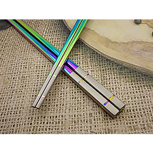 Albino Monkey Reusable Chopsticks - Extra Long 9" - 5 Pairs per Pack - Made of Food-Safe Stainless Steel - Holographic Design - Asian Dining Utensils for Home Kitchen & Restaurants - Nice Giftable Box