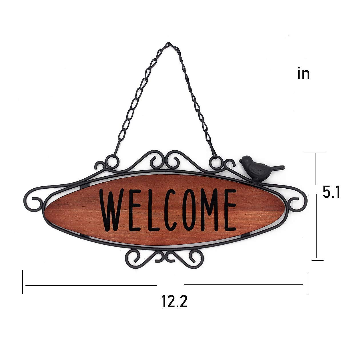 Funerom Rustic Small Wooden Welcome Sign Hanging Wood Farmhouse Porch Decorations for Front Door 12.2×5.1 in