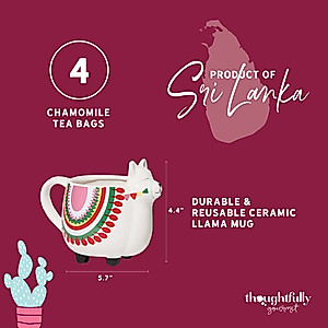 Thoughtfully Gourmet, Llama Mug and Tea Gift Set, Includes Llama Ceramic Mug and Chamomile Tea in Beautiful Gift Packaging, Great Gift for Women and Tea Lovers