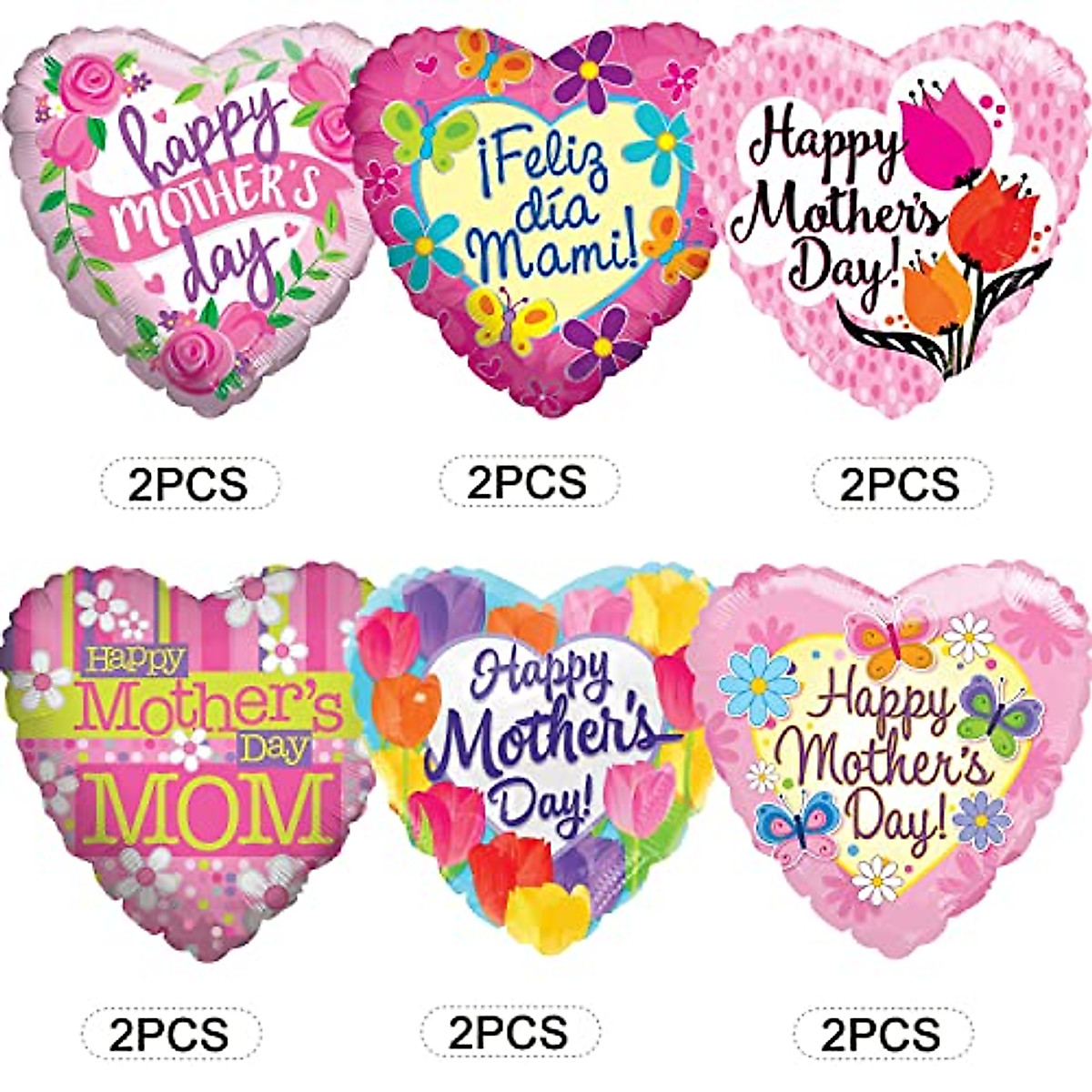 Littleloverly Happy Mother Day Foil Balloons Party Decoration Supplies - Painted Spring Floral Mother Day Mylar Balloon Best Mom Ever Worlds Best Mom Party Decoration Gold
