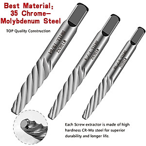 5Pcs Screw Extractor Set Spiral Flute Bolt Extractor Set Cr-MO Easy Out Bolt Extractor Set for Removing Stripped Screws and Broken Bolts
