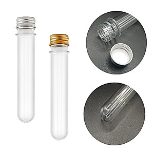 10 Pcs 45ml Plastic Test Tubes, 25 x 140mm Clear Plastic Test Tubes, with Screw Caps, for Scientific Experiments, Bath Salts, Candy Storage, Party Favors.
