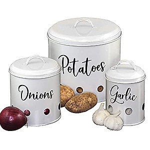 Home Acre Designs Food Storage Container with Airtight Lids for Vegetables, Potato, Onion & Garlic, Set of 3, Large