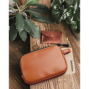 SafeDelux Small Smell Proof Storage Bag Organizer Zipper Pouch 6.3 x 4.3 Inch Small Travel Water Resistant Bag Great Father Day Gifts (Brown)