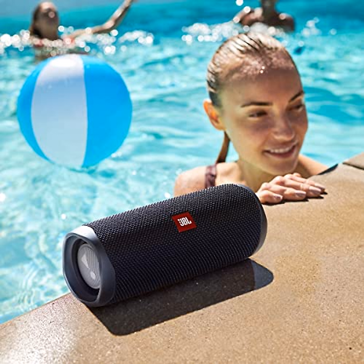 JBL FLIP 5 Portable Wireless Bluetooth IPX7 Waterproof Speaker Bundle with Boomph Microfiber Cloth and USB Type-C Cable - Black