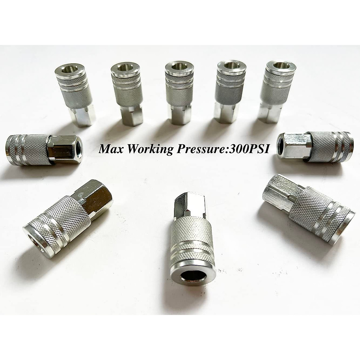 SANFU 1/4-Inch Steel Female Industrial Coupler, Air Hose Fittings 1/4-Inch Female Threads Quick Connector Air Coupler with Storage Case, 10-Pack