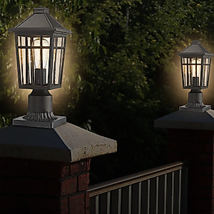 Darkaway Outdoor Post Lights Lamp Post Light Fixture, Waterproof Aluminum Housing with Glass, Fence Post Deck Lighting for Garden, Patio, Pathway (1 Pack, Black)