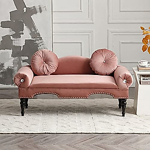 CALABASH Comfy Loveseat Sofa Small Rose Couch Small Spaces, Small Love Seat Bedroom, Mid Century Modern Couches Living Room Dorm Office, 2 Seater Tufted Deep Seat Sofas, 54”W(Pink)