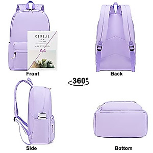 School Backpack for Teen Girls Kids Bookbags Elementary Middle School Laptop Bags Women Travel Daypacks (Purple)