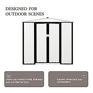 Patiomore 4×6 FT Outdoor Storage Shed Tool House Garden Steel Shed Walk-in (White)