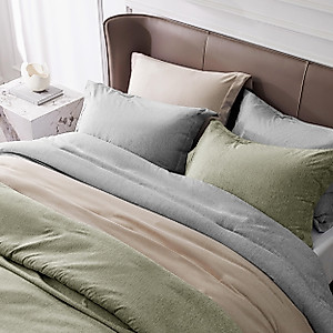 Bedsure Bundle of Ruched Sheet Set and Cationic Dyed Duvet Cover Set, Cal King Size