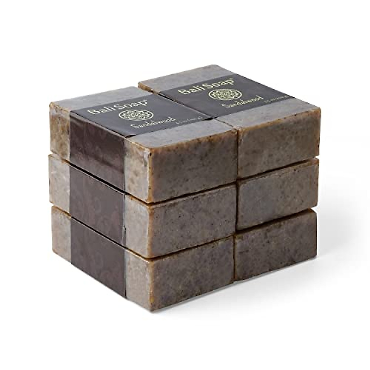 Bali Soap - Sandalwood Natural Soap - Bar Soap for Men & Women - Bath, Body and Face Soap - Vegan, Handmade, Exfoliating Soap - 6 Pack, 3.5 Oz each