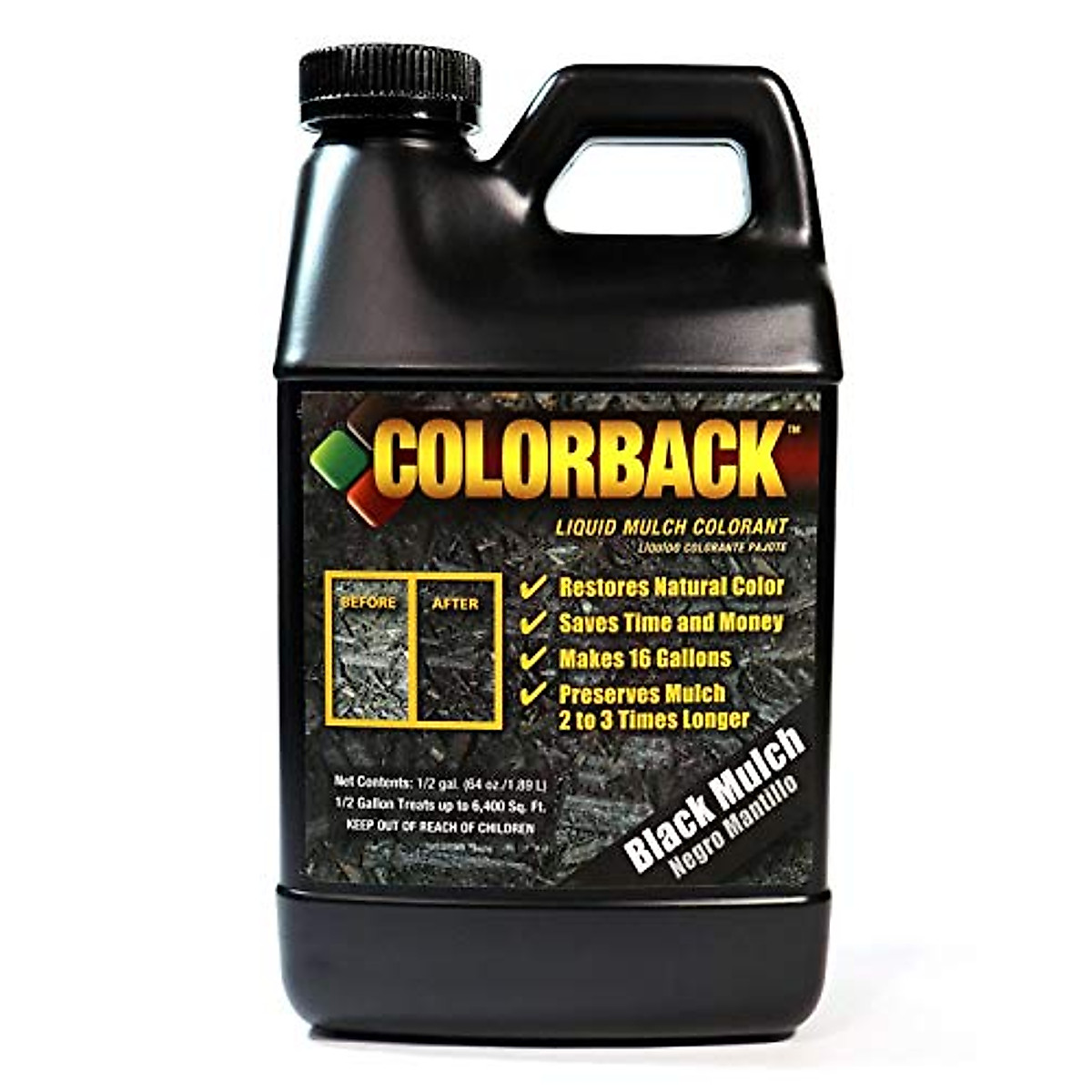 COLORBACK Mulch Liquid Color Concentrate, 6,400 Square Feet Coverage, 1/2-Gallon, Black