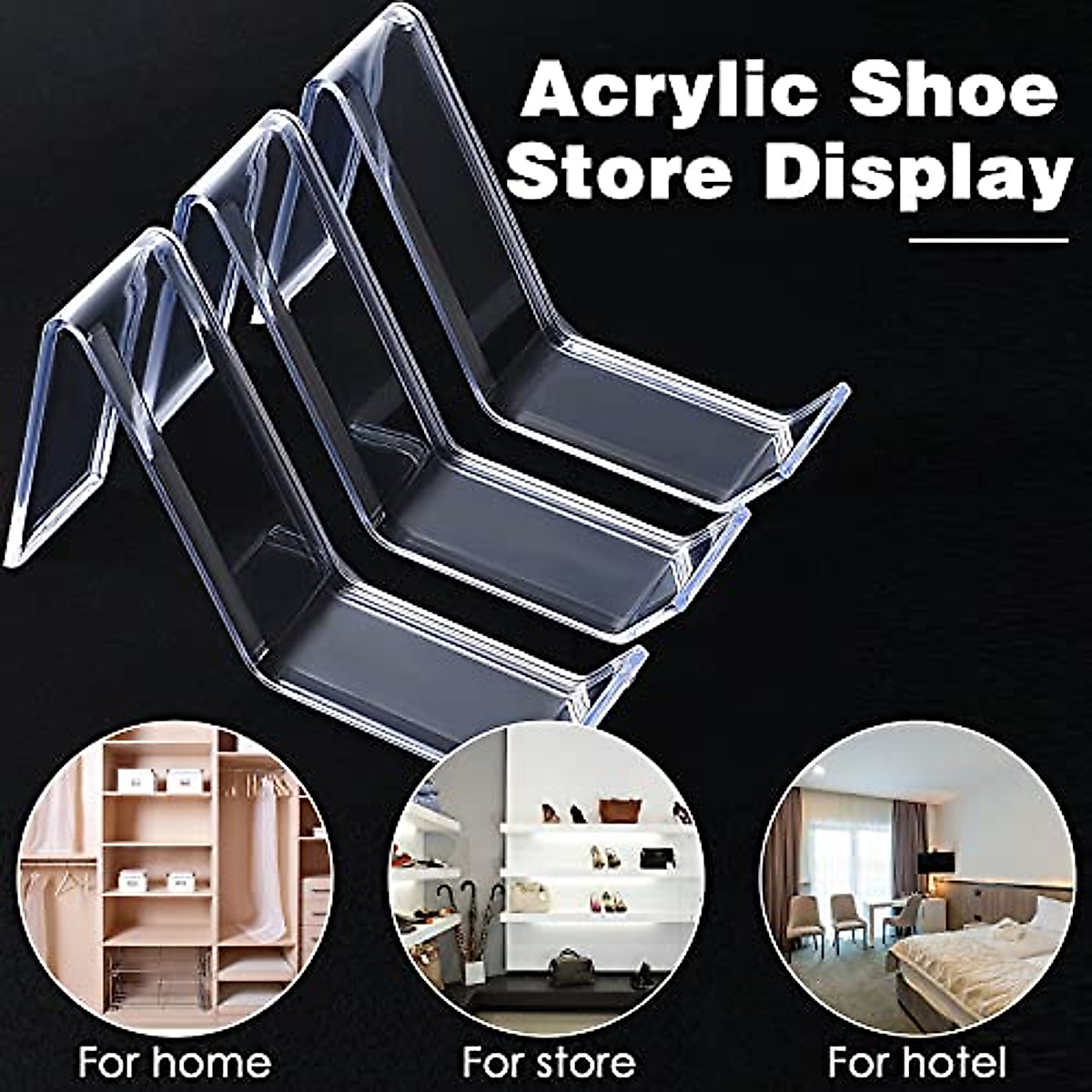 Jetec Acrylic Clear Shoe Display Stand Shoe Display Rack Holder Acrylic Display Stands Shoe Store Display Stands for Women's Sandal, Sports Shoes (24 Pieces)