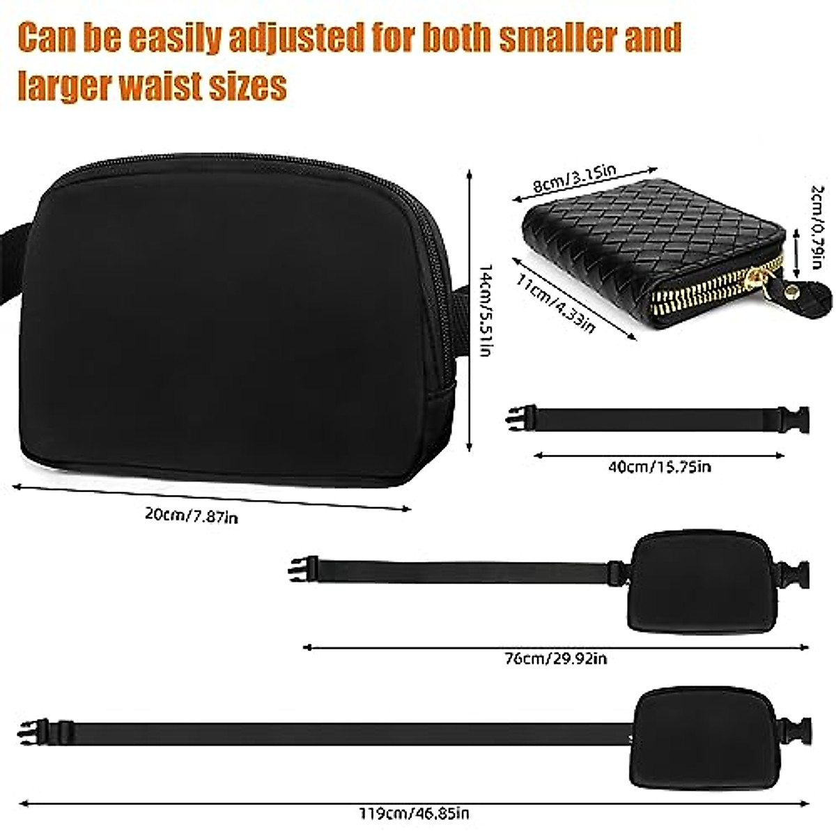 Convertible Fanny Packs For Women Men with Mini Card Wallets, Fashion Crossbody Bags for Women Men Trendy, Convertible Waist Pack Belt Bag Sling Bag Shoulder Bag with Shoulder Strap Extension Belt