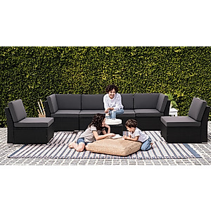 iArtHand Patio Sofa Set with Coffee Table Outdoor Sectional Set Patio Conversation Set Patio Furniture Sets All Weather PE Rattan with Thickened Cushion, Manual Weaving