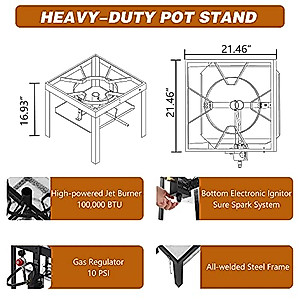 Creole Feast SBK1001 Seafood Boiling Kit with Strainer, Outdoor Aluminum Propane Gas Boiler with 10 PSI Regulator, Silver