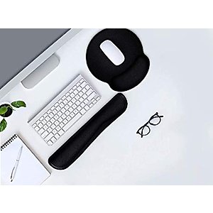Ergonomic Mouse Pad with Wrist Support, Premium Memory Foam Keyboard Wrist Support Bar and Mouse Wrist Rest Pads Set- for Comfortable Typing &Wrist Pain Relief Mouse Pad with Wrist Support Bar