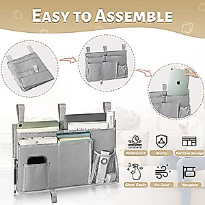 hizgo Bedside Caddy, Hanging Bedside Storage Organizer with 8 Pockets, Bunk Bed Organizer for College Dorm Room, Bunk/Loft Bed, Hospital Bed Rail, Camp (Grey)