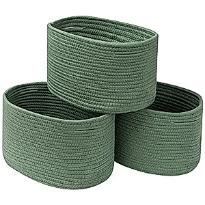 CubesLand Woven Basket for Organizing/Storage,Cube Shelf Closet Storage Baskets Bins Set 3,Long-lasting &Skin-friendly Toy Storage Basket Bin,Stylish Room Decor Basket, Cotton Rope Basket,Green Basket for Shelves