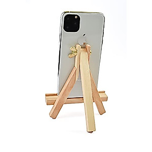 Handmade Wooden Easel Phone Stand - Tablet Holder: Canvas Style (Light)