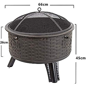 LEAYAN Garden Fire Pit Grill Bowl Grill Barbecue Rack Fire Pit,BBQ Grill Outdoor Fire Pit Round Steel Wood Burning with Spark Screen and Fire Poker for Backyard Patio Camping Deck