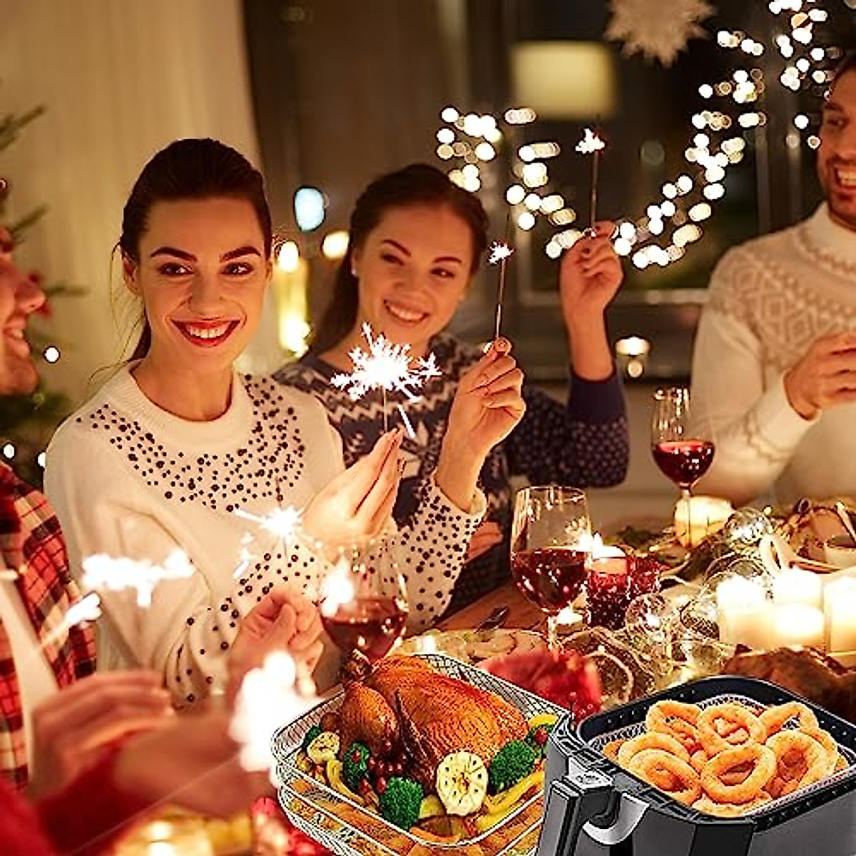 Air Fryer Racks 3 Pcs, 8 Inch Square 3 Layer Stackable Dehydrator Racks,Stainless Steel Air Fryer Basket Tray for Instant Vortex Fryer, Ninja, Gowise, Phillips Air Fryers,Ovens, Air Fryer Accessories