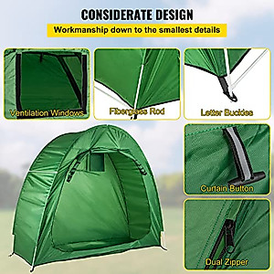 VEVOR Bike Cover Storage Tent, 420D Oxford Portable for 2 Bikes, Outdoor Waterproof Anti-Dust Bicycle Storage Shed, Heavy Duty for Bikes, Lawn Mower, and Garden Tools, w/ Carry Bag and Pegs, Green