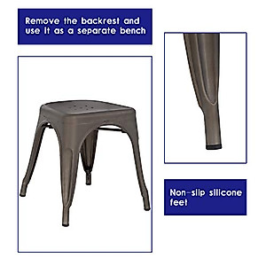 Patio Chairs 18 Inch Metal Dinning Chairs Set of 4 Stackable ChairsSeat Height Restaurant Chair Chic Metal Kitchen Dining Chairs Trattoria Chairs Indoor/Outdoor Metal Tolix Side Bar Chairs