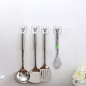 Fotosnow Adhesive Towel Hooks Heavy Duty Towel Hanger Anti-Skid Waterproof Stainless Steel Stick on Shower No Drill Hooks for Hanging-Bathroom and Kitchen 4 Packs