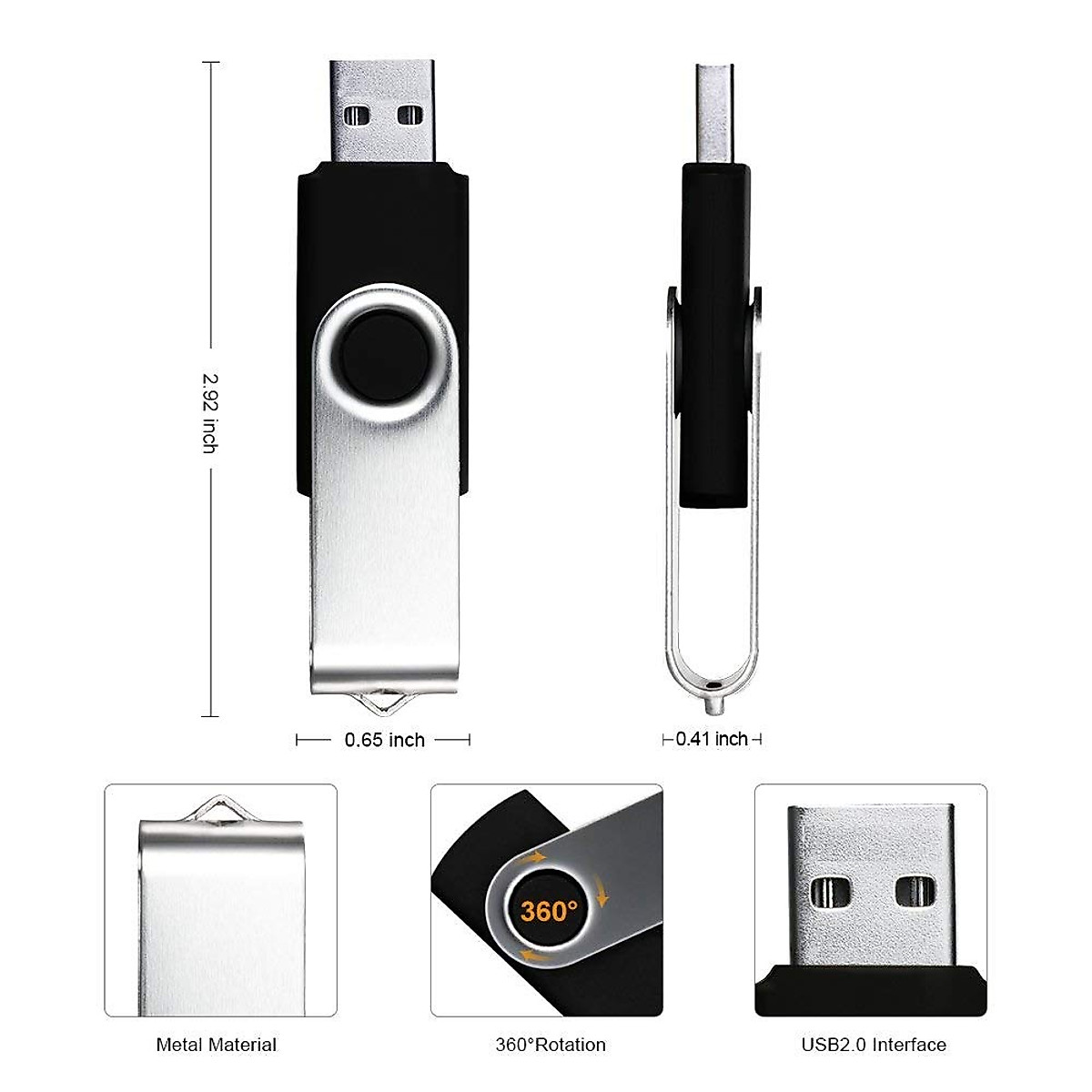 Flash Drive, USB Drive 5 X 16 GB USB Flash Drive 16 gb Thumb Drive Memory Stick Swivel Keychain Design Mixcolor (16GB5) (mixcolor5)