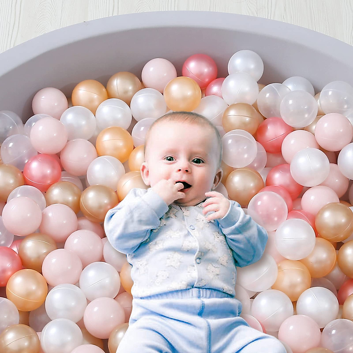 STARBOLO Ball Pit Balls Pack of 100 - Pearl 6 Colors BPA&Phthalate Free Non-Toxic Crush Proof Play Balls Soft Plastic Balls for 1-5Years Old Toddlers Girl Kids Birthday Pool Playpen Tent Party