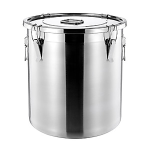 LINISHOP 304 Stainless Steel Airtight Canister Airtight Cereal Container Food Storage Container Metal Kitchen Rice Flour Milk Storage Bucket Silver New (48L)