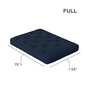 Royal Sleep Products by The Futon Factory 8 inch Foam Futon Mattress - Solid Navy Cover - Full Size - CertiPUR Certified Foams - Made in USA - (Frame not Included)