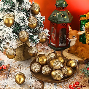 Lyrow 12 Pcs Christmas Acorn Ornaments Artificial Acorn Decor Farmhouse Small Hanging Ornament for Christmas Tree Plastic Mini Fake Acorns for Crafts Xmas Winter Party Decorations (Bronze)