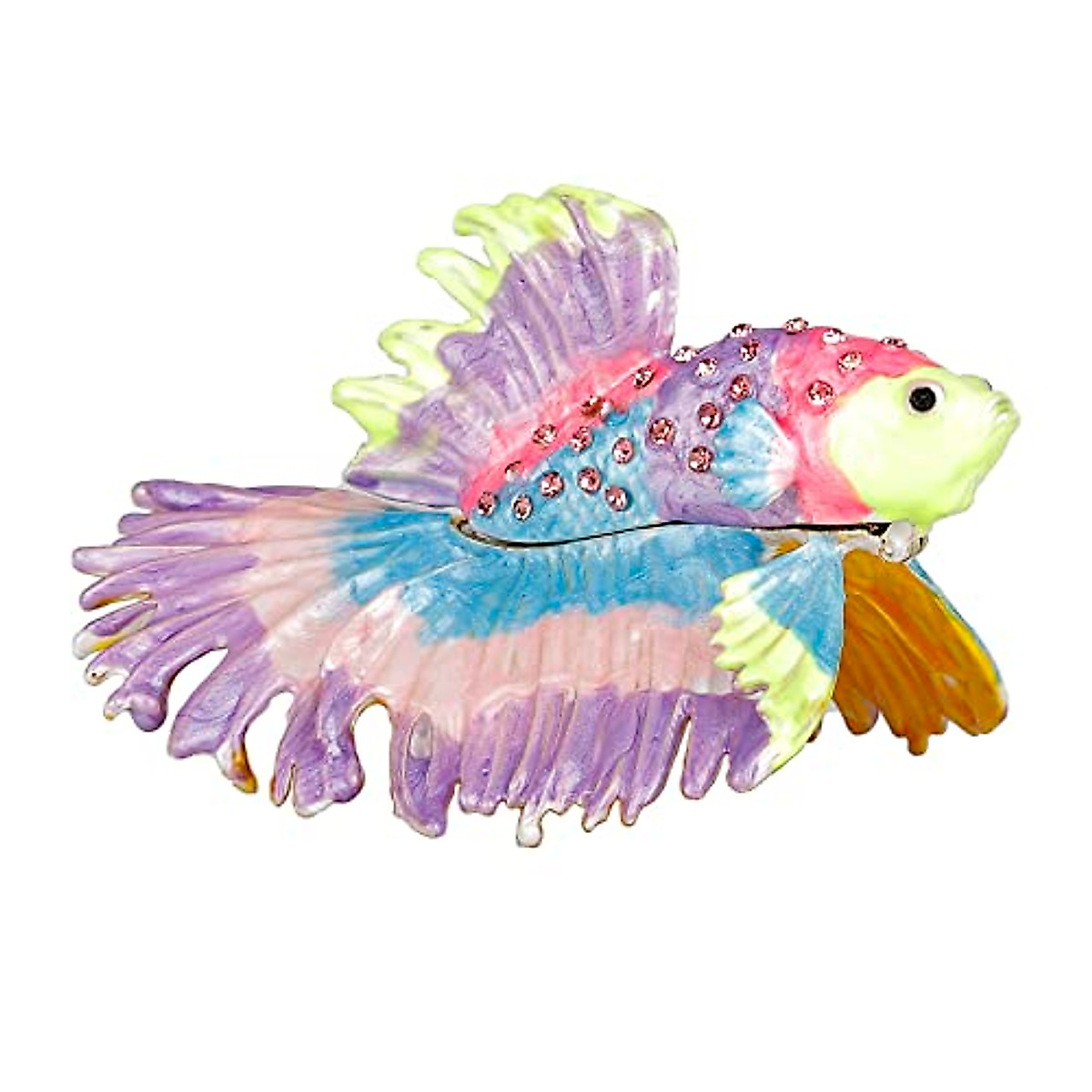 SEVENBEES Tropical Fish Figurines Collectibles Jewelry Boxes Hinged Trinket Box for Women