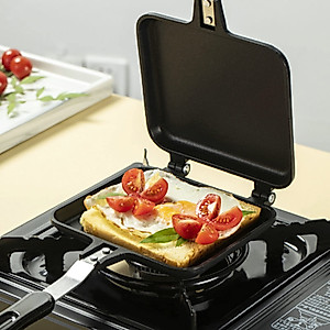 Breakfast Frying Pan Non Stick Double Sided Mould Pan Sandwich Bread Toast Baking Tool Baking Bread, Grilling Steak, etc