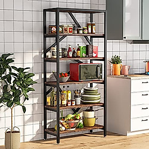 Tribesigns 6-Tier Bookshelf 71 inch Tall Bookcase, Vintage Industrial 6 Shelf Etagere Display Shelves, Open Book Storage Rack Wood Shelving Units Organizer (Brown)
