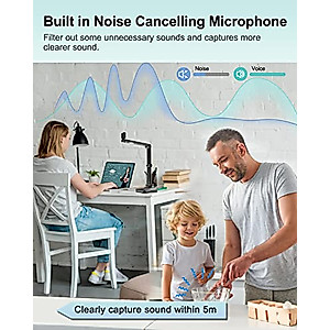 VIZOLINK 8MP Document Camera & Webcam with Noise-Canceling Microphone, A3-Size Capture, Auto Focus, 3-Levels Adjustable Brightness, for Live Demo, Home Office, Remote Teaching