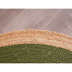 Chouhan International 4x4, 5x5, 6x6,feet Natural Jute Bordered Round Rug, Floor Bordereded Edge Rug Braided Boho Eco Large Circular Handmade Area Rugs (CCID1)