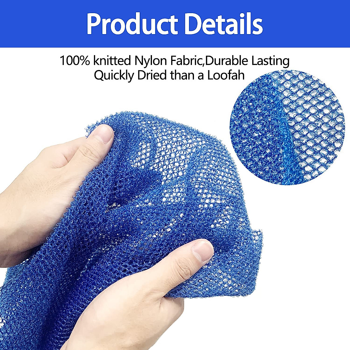 Exfoliating Washcloth Towel Body Scrubber Loofah African Net Bathing Sponge Back Scrubber for Shower Mesh Pouf Sponge Skin Smoother for Daily Use or Stocking Stuffer Bathroom Accessories 2pcs