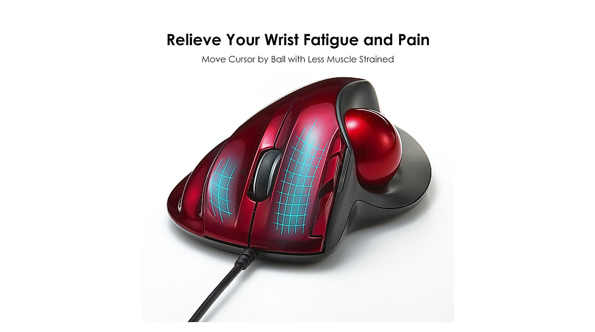 SANWA Wired Ergonomic Trackball Mouse, Computer Rollerball Mice, Laser ...