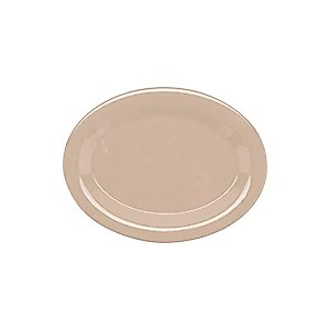 G.E.T. OP-950-S-EC Melamine Oval Serving Platter / Dinner Plate, 9.75" x 7.25", Sandstone (Set of 4), Beige