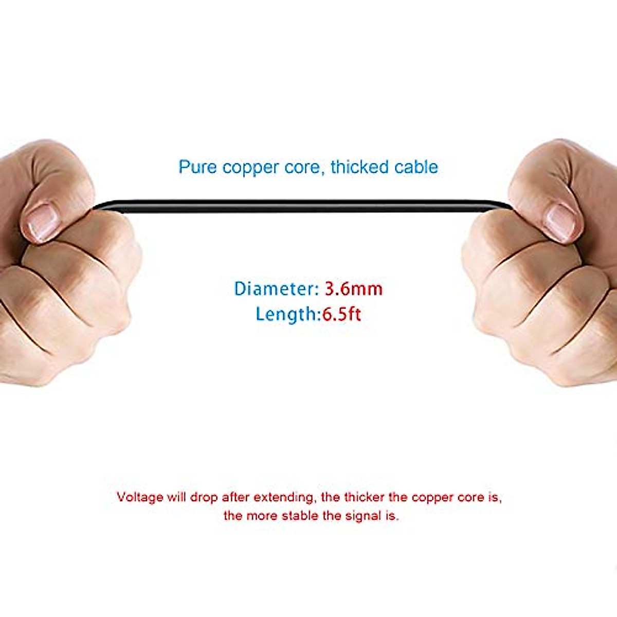 PixelMan Backup Camera Extension Cable,6.5ft 4 Pin Male to Female Rear View Camera Extension Cord for Dash Cam Mirror Cam Rearview Camera,Reverse Camera Wire for Car Pickup Truck SUV Van RV Trailer