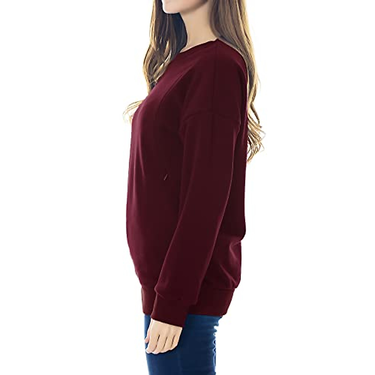 Smallshow Women's Fleece Maternity Nursing Sweatshirt Breastfeeding Tops Large Burgundy