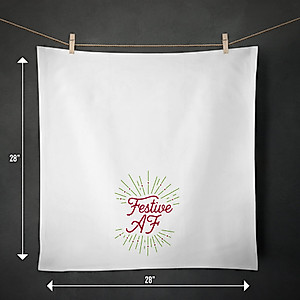 RubiaRojo Holiday Kitchen Towel – Festive AF – White Flour Sack Hand Towel