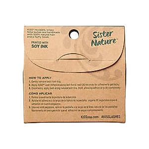 KISS Sister Nature False Eyelashes, Dawn', 12 mm, 100% Natural Hair, Recyclable Paper Box, Printed with Soy Ink, Cruelty Free, Vegan, Includes 1 Pair of Reusable Strip Lashes