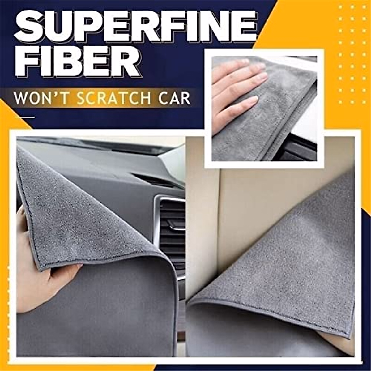 4pcs Super Absorbent Car Drying Towel - Suede Coral Velvet Double-Sided Car Towel, No-Scratch Lint-Free Reusable Thickened Microfiber Dust Cleaner Cloth