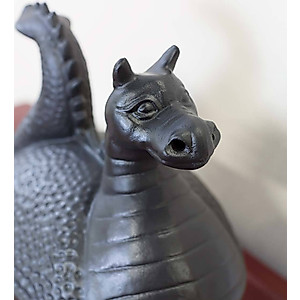 Plow & Hearth Dragon Wood Stove Steamer | Cast Iron | Matte Black | Rust Resistant | Functional Alternative | 2.75 QT Cap | 12.5 L x 7.5 W x 10.75 H